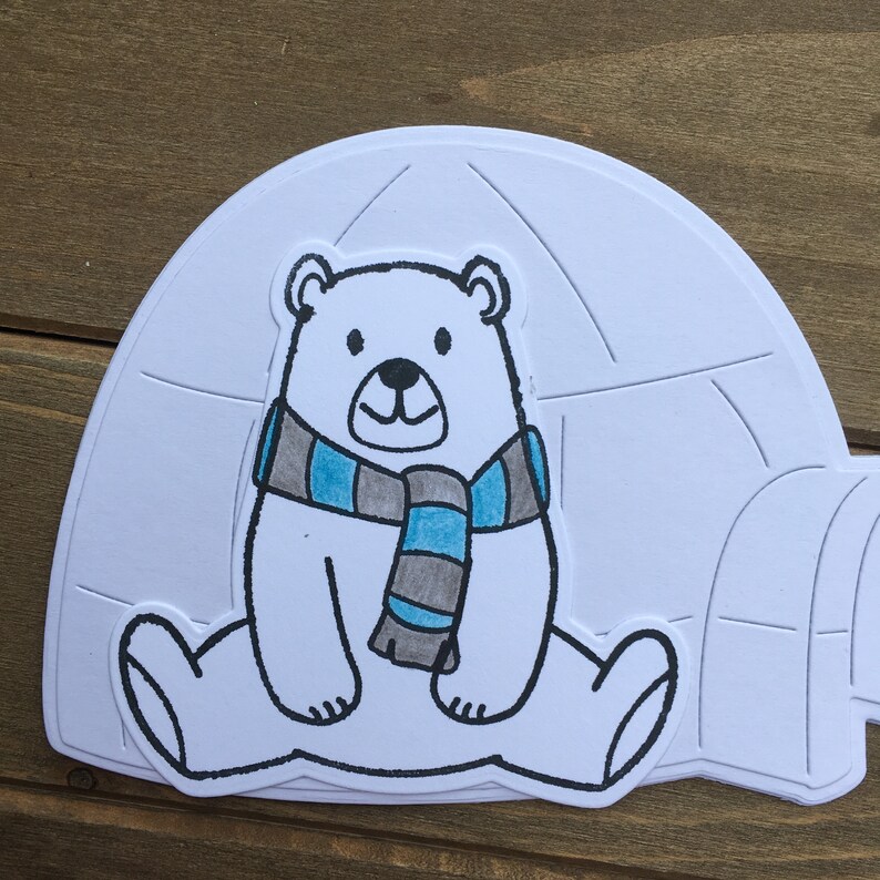 Igloo Shaped Card Polar Bear Card Pink Christmas Card - Etsy