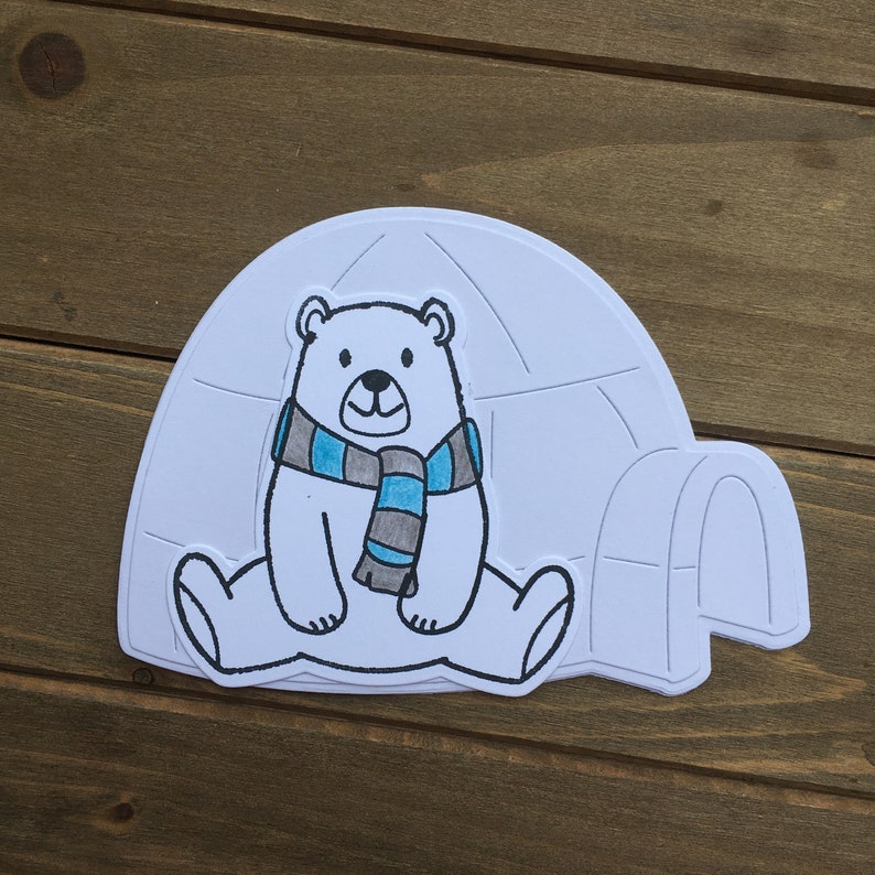 Igloo Shaped Card Polar Bear Card Pink Christmas Card - Etsy