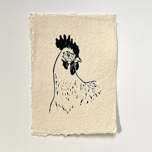 Chicken Linocut - Etsy