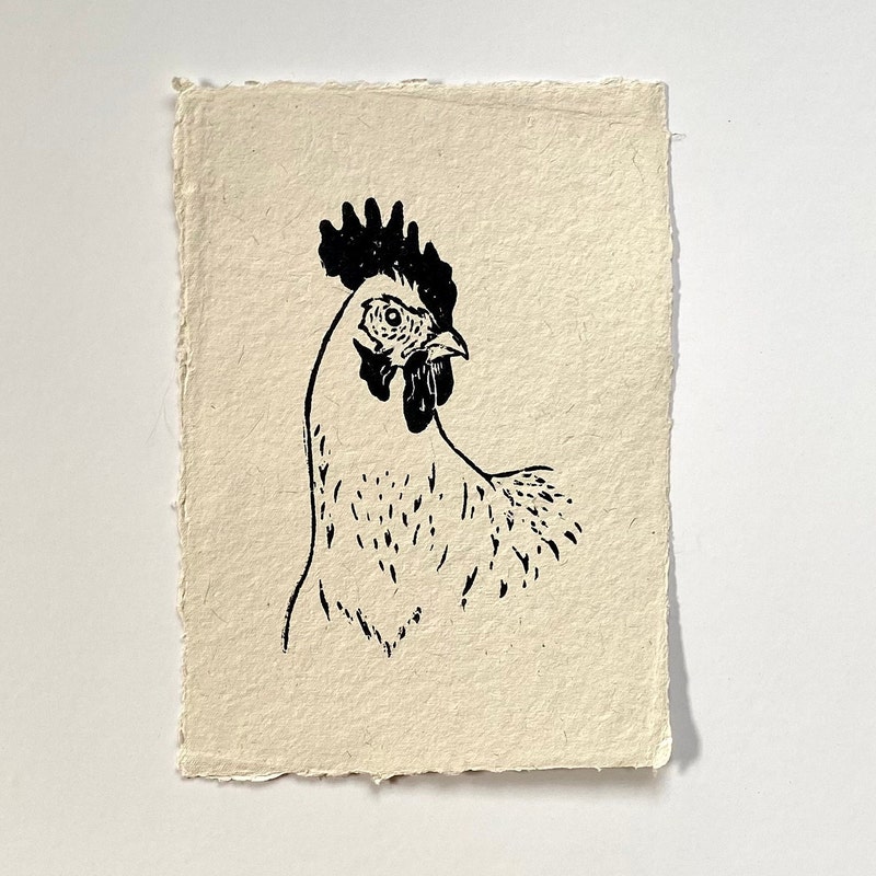 Chicken Lino Print - Etsy