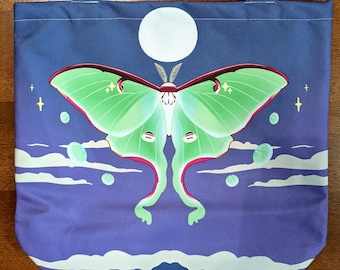 Luna Moth Tote Bag, Summer Butterfly Book Bag, Woodland Animals ...