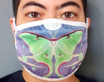 Luna Moth Mask Cottagecore Mask Moth Face Mask Moth - Etsy