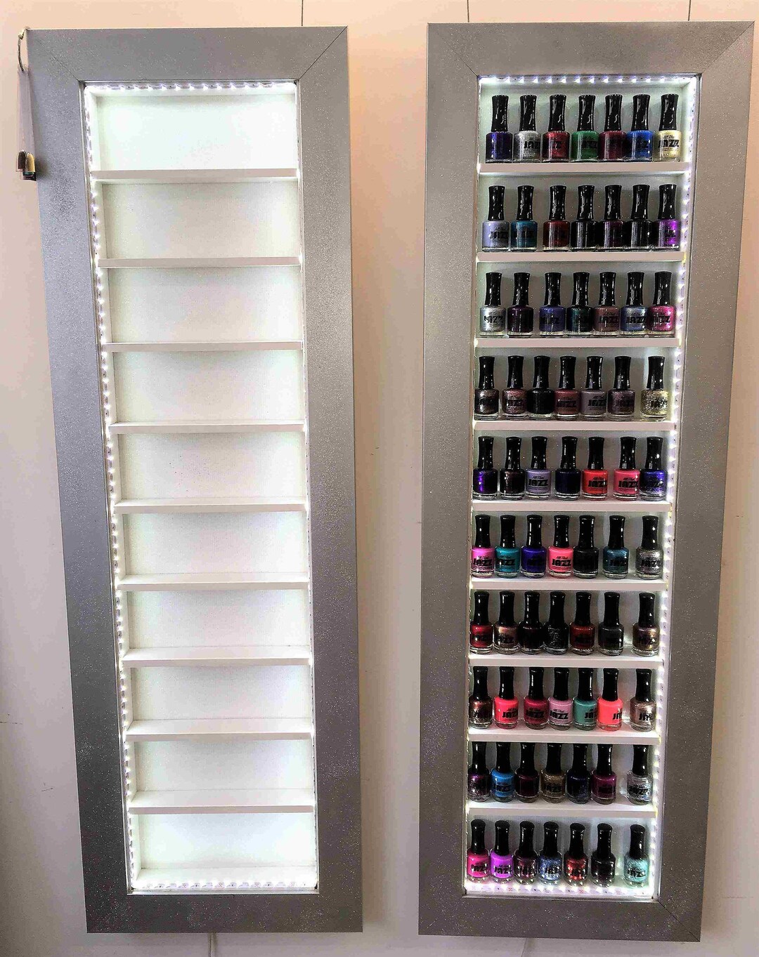 Glitter Silver Chrome Nail Polish Rack Display Frame With Led ...