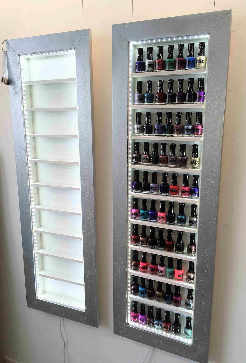Glitter Silver Chrome Nail Polish Rack Display Frame With Led - Etsy