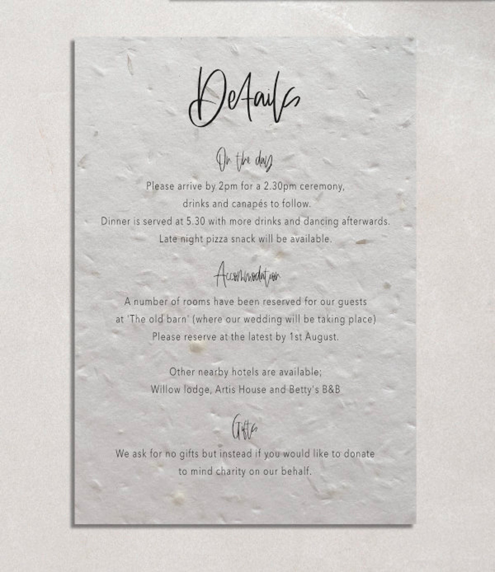 Seeded Paper Wedding Invitations Plantable Wedding - Etsy