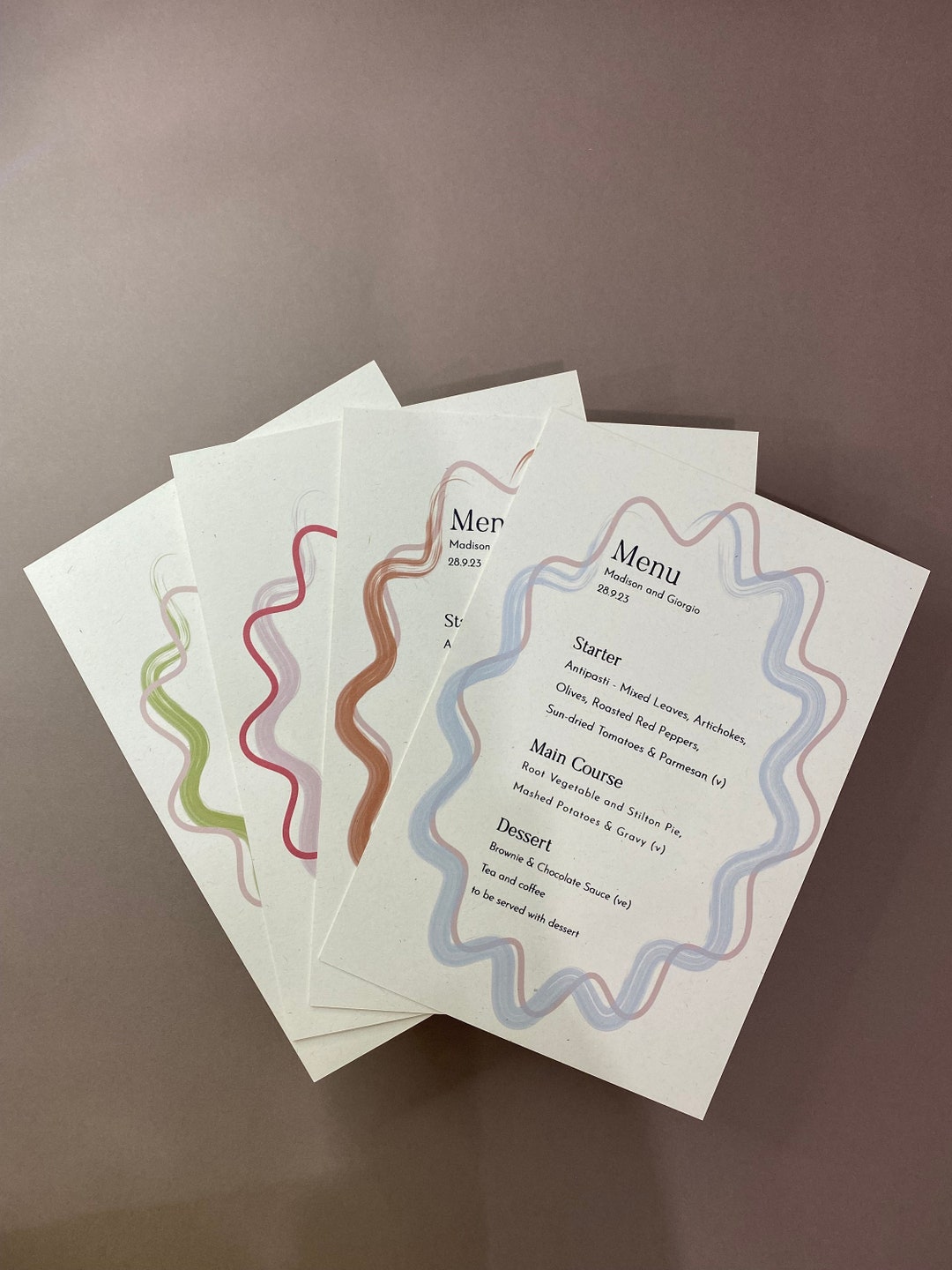 Colourful Wavy Menu Event Menu Card Wedding Menu Card Colourful Wedding ...
