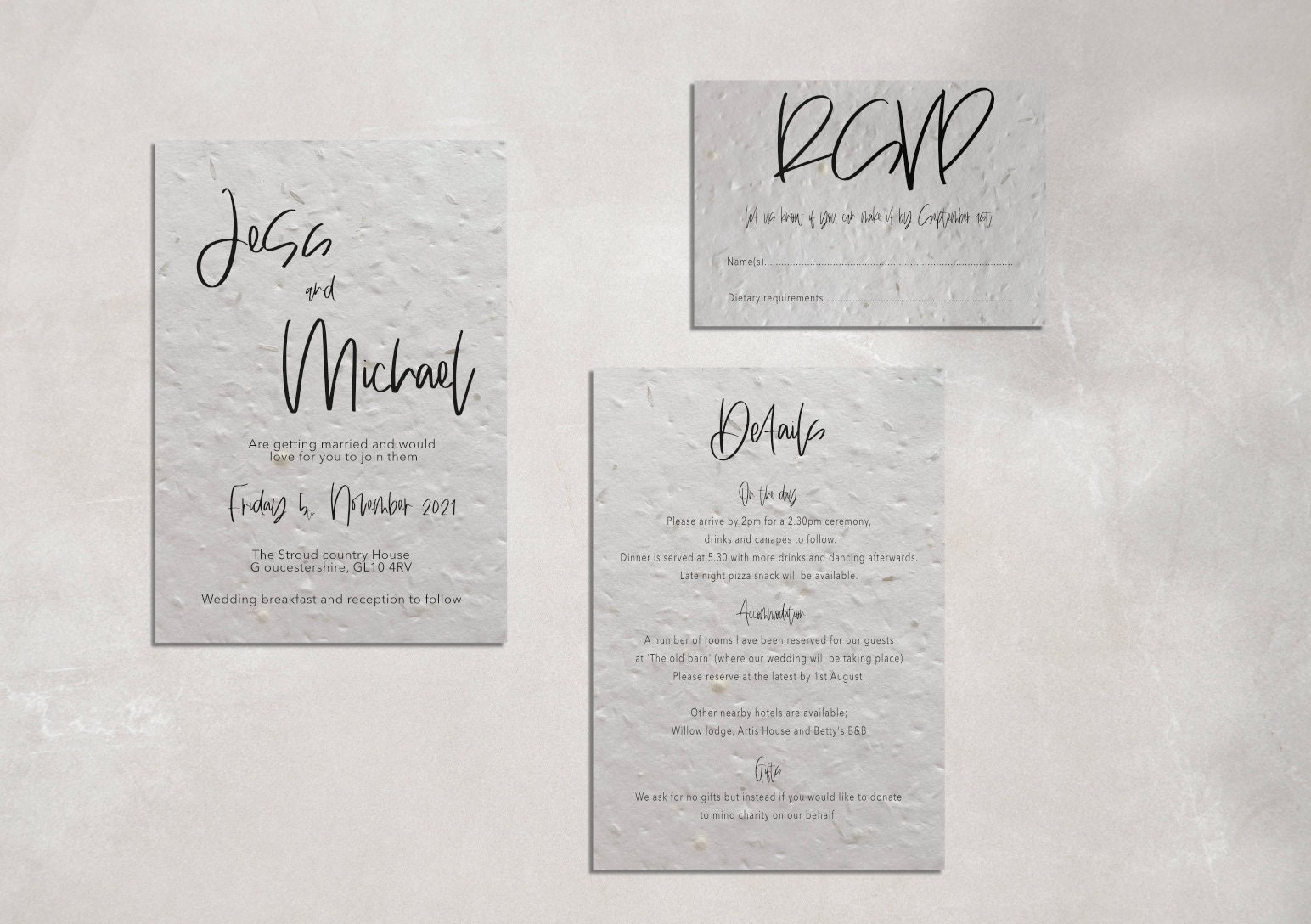 Seeded Paper Wedding Invitations Plantable Wedding - Etsy