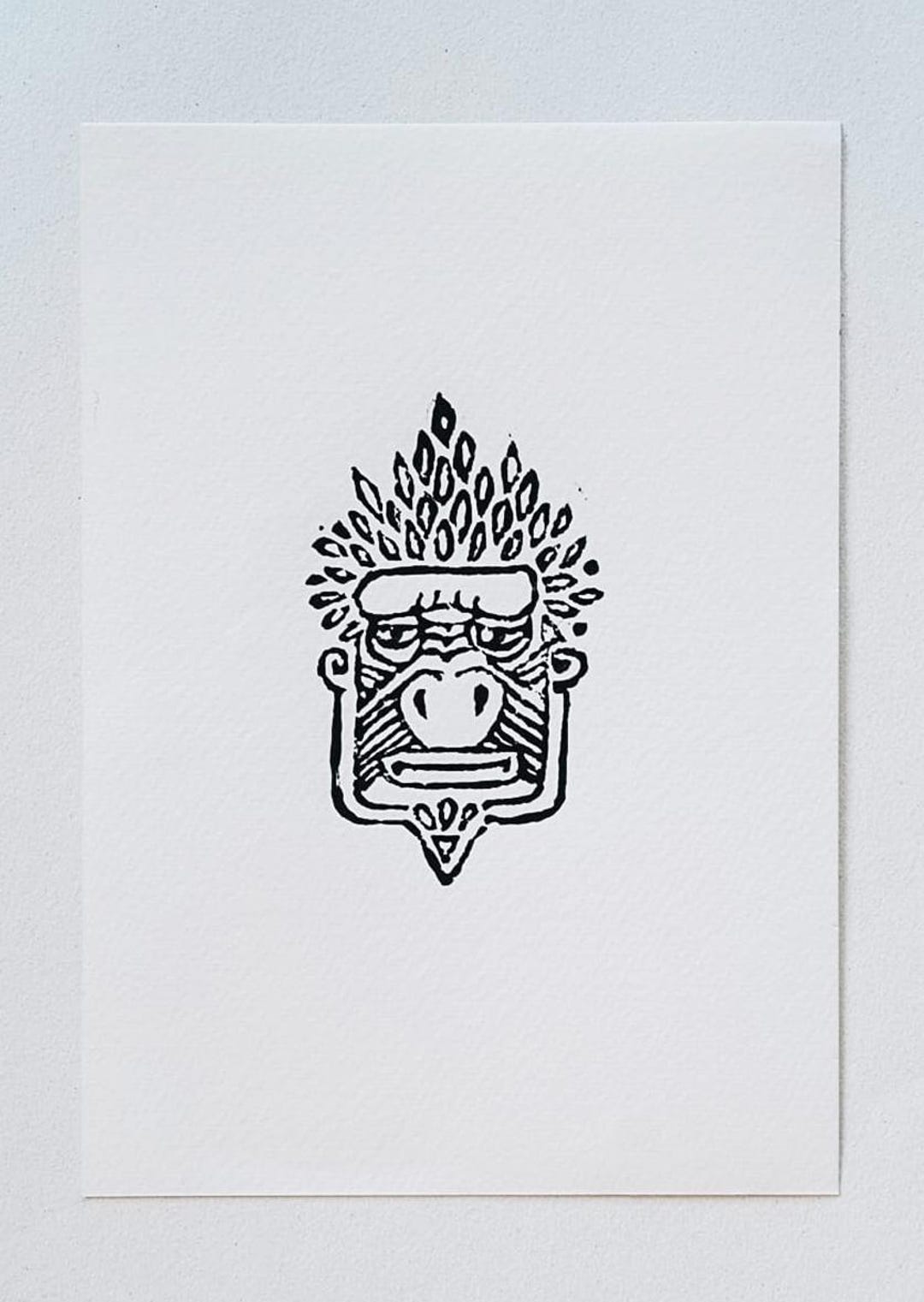 Jungle Spirit – Tribal Gorilla Linocut Print (A5) - Etsy