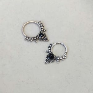 Tribal Septum Piercing With Black Onyx ⎜ Pyramid - Etsy