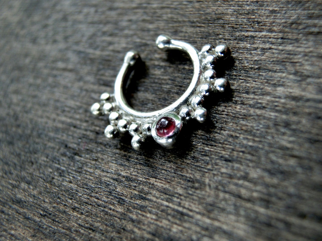 Silber Gefälschtes SeptumRosa Turmalin - Etsy.de