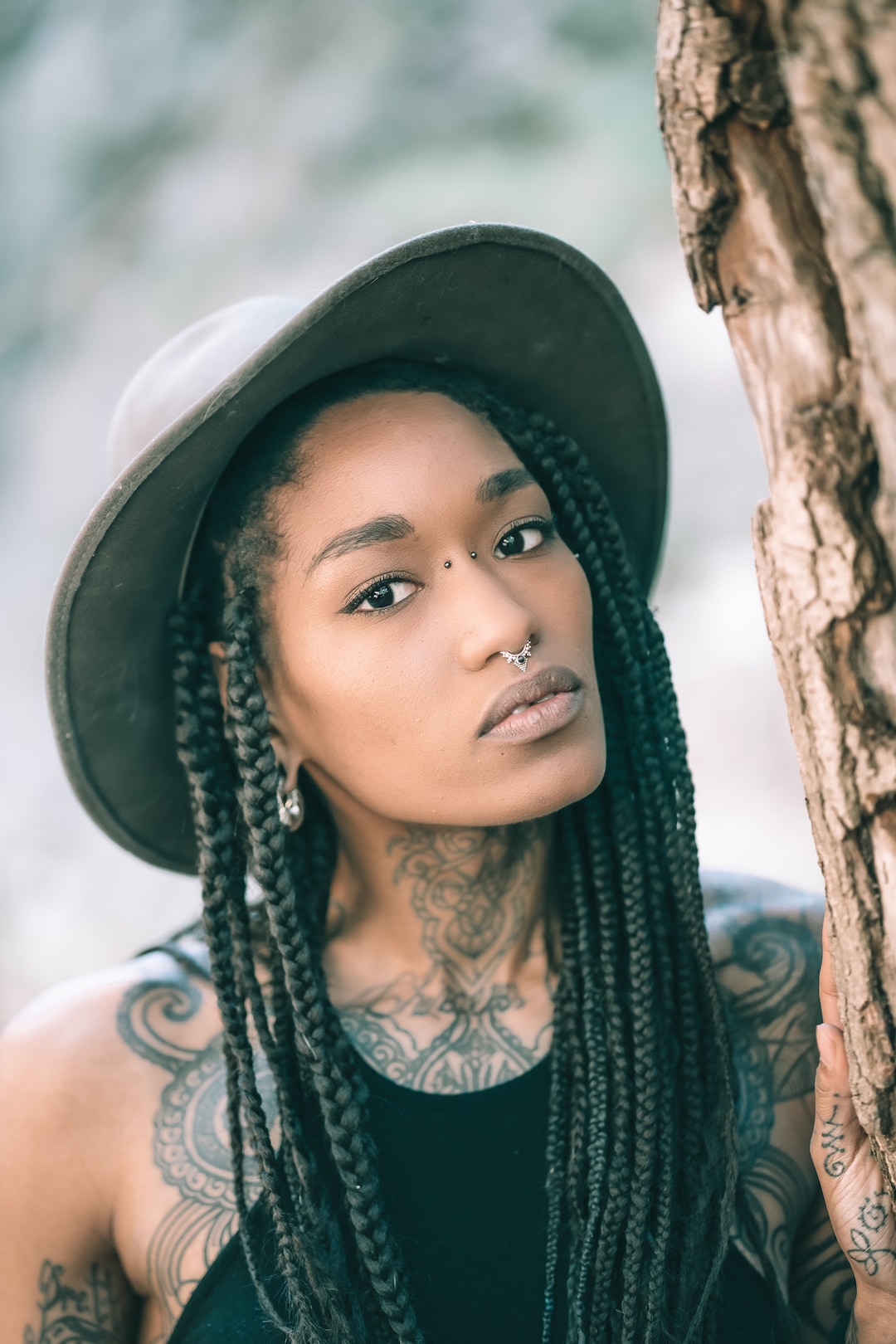 Tribal Septum Piercing With Black Onyx ⎜ Pyramid - Etsy