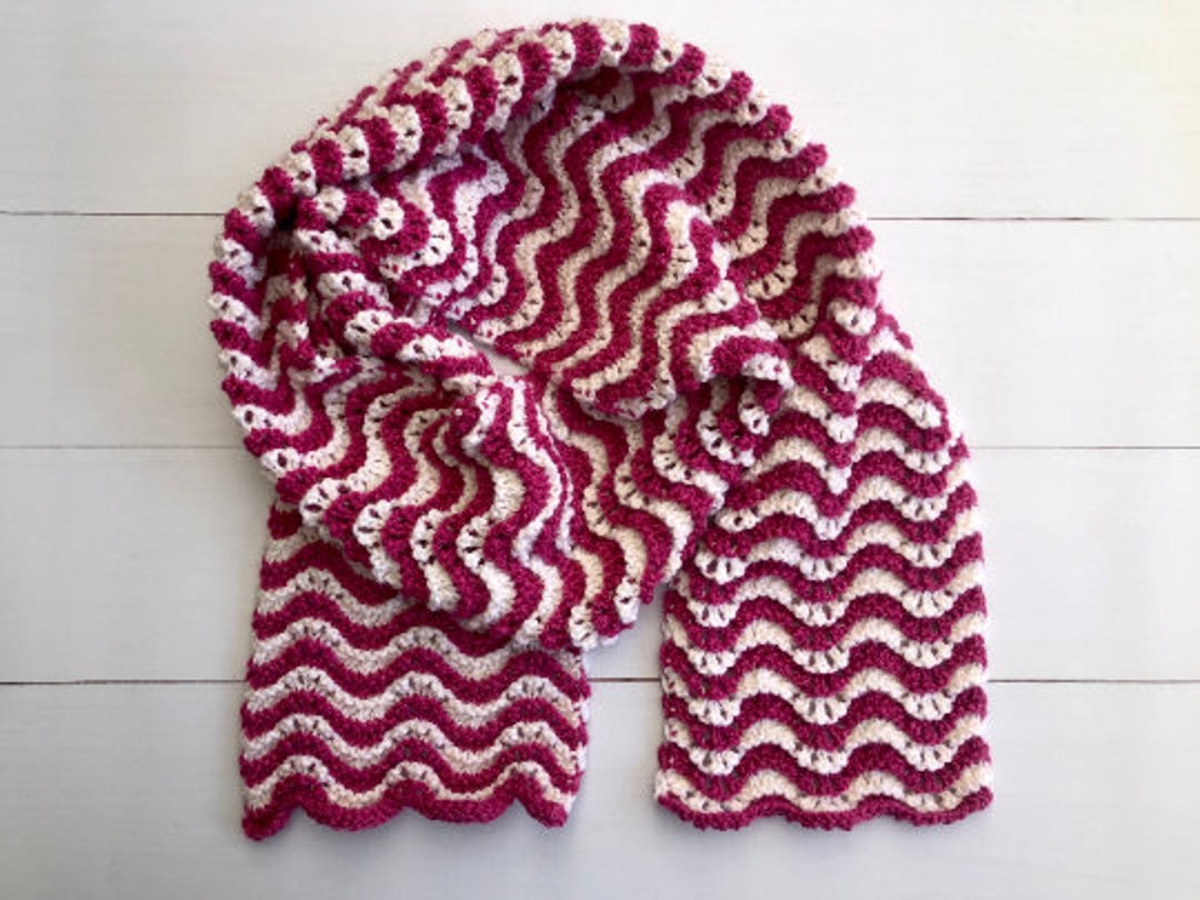 Striped Wavy Scarf Knitting Pattern: Two-tone DK Wool (PDF Pattern ...