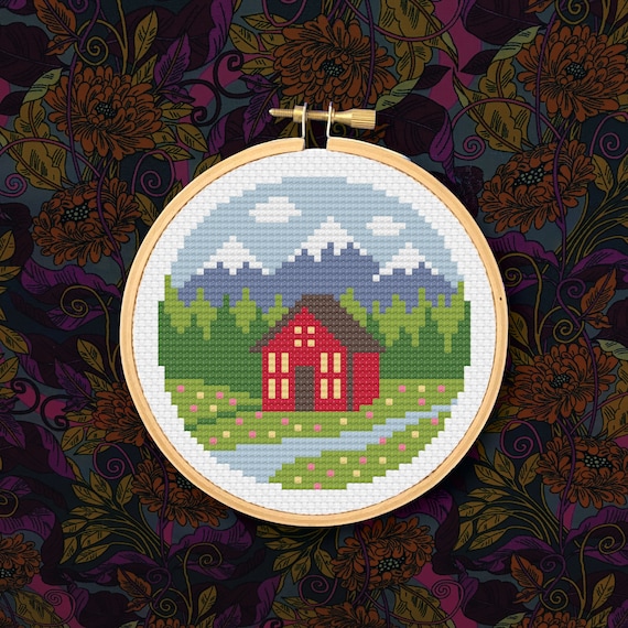Mini Mountain Cabin PDF Cross Stitch Pattern - Etsy