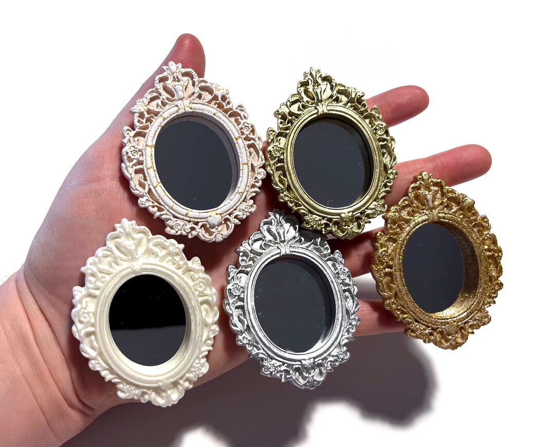 Miniature Ornate Mirrors for Dollhouses 1/12 Scale 1 Piece Pearl White ...