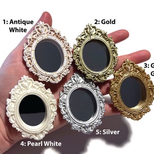 Miniature Ornate Mirrors for Dollhouses 1/12 Scale 1 Piece Pearl White ...