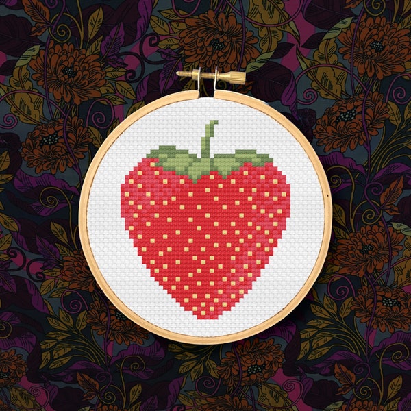 Strawberry Cross Stitch - Etsy