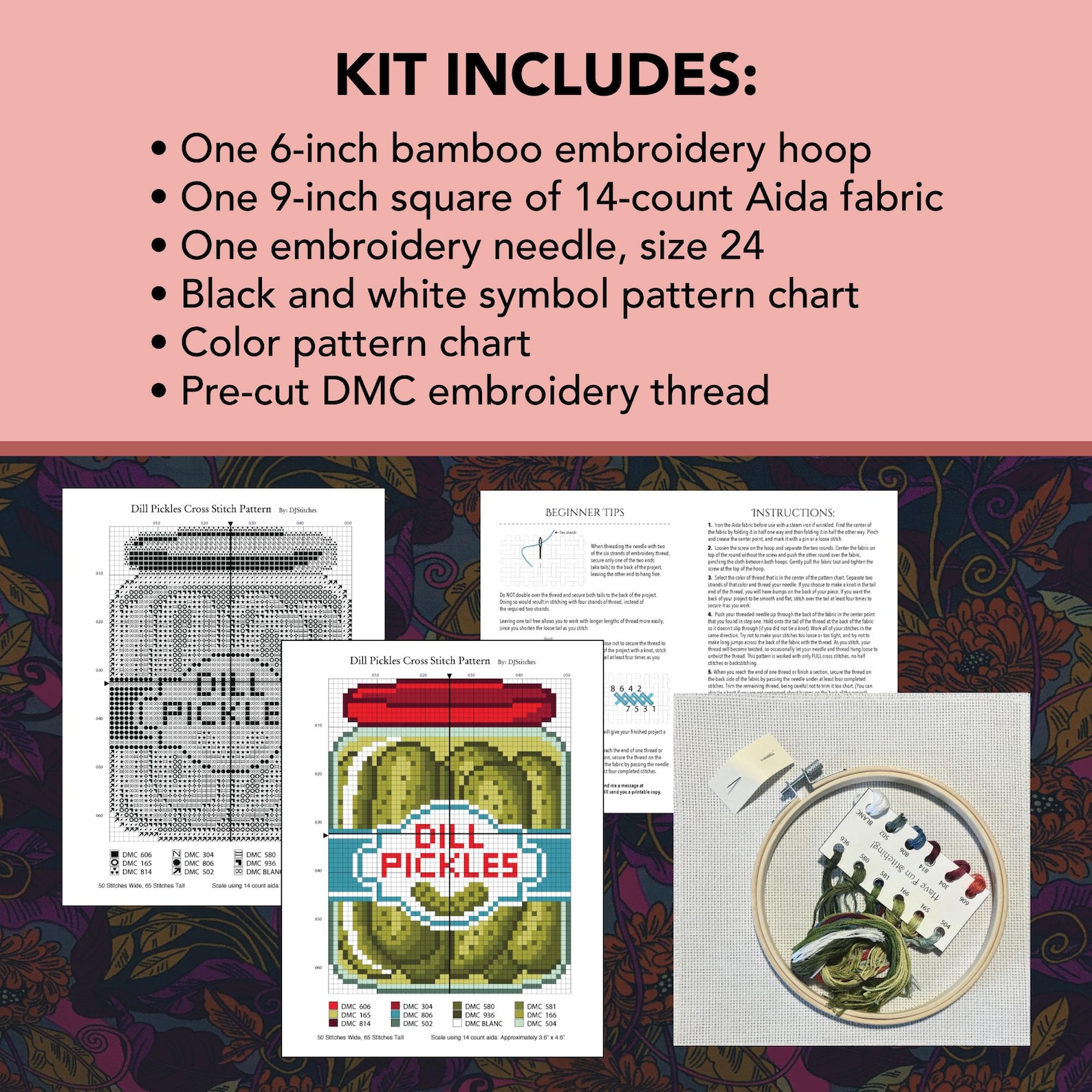 Dill Pickles Jar Counted Cross Stitch Kit - 6 Inch Kit - Suitable for ...