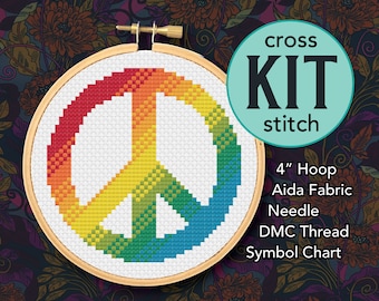 Cross Stitch Peace Sign - Etsy