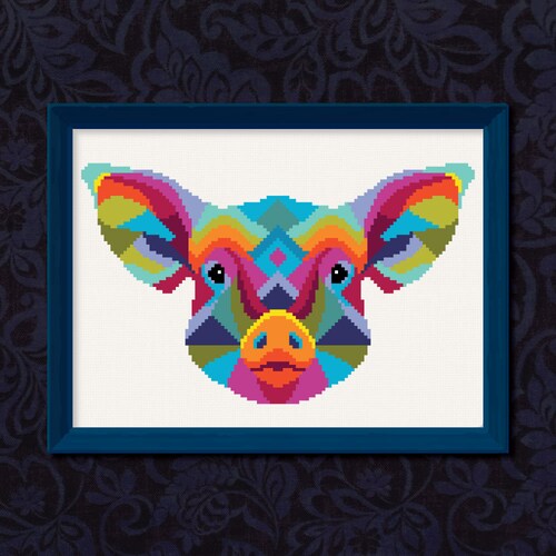 Pig Modern Cross Stitch Pattern PDF Cute Animal Counted Cross - Etsy