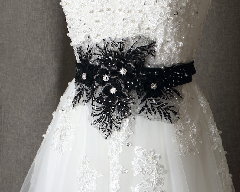 Black Sash Belt Black Lace Belt Wedding Dress Sash Bridal - Etsy