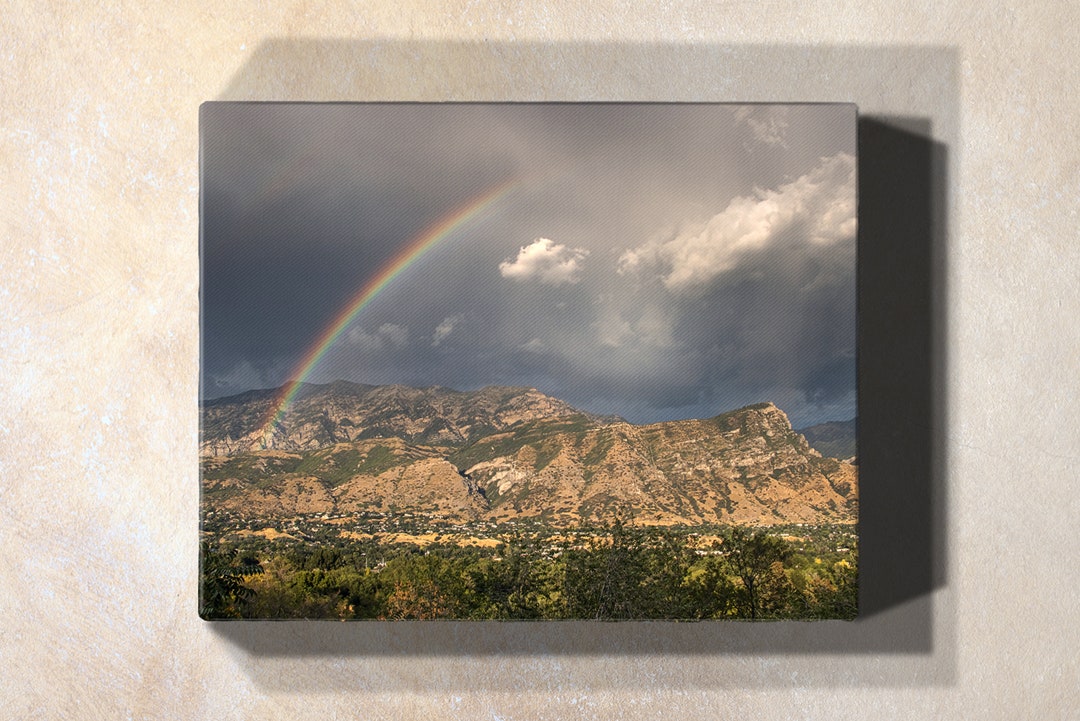 Provo Utah Mountains Photography, Rainbow Landscape Wall Art, Provo ...