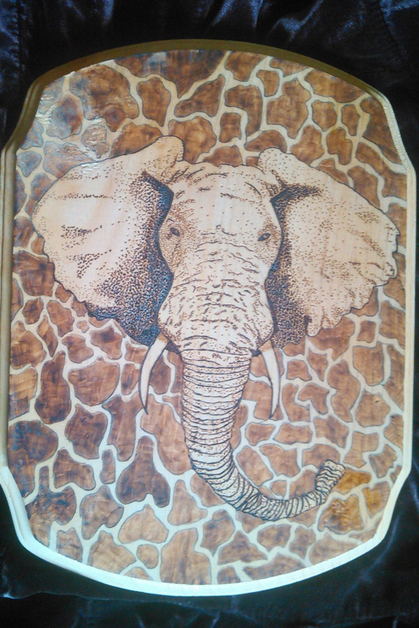 African Elephant Wood Burned Plaque - Etsy