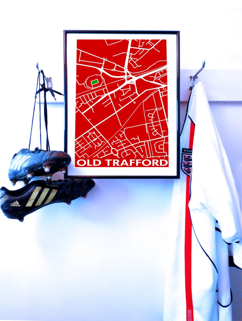 MANCHESTER UNITED Old Trafford, Street Map, Art Poster A3 Print. MUFC ...