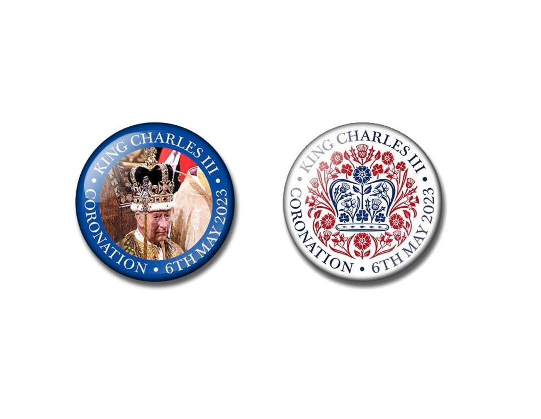 KING CHARLES Coronation Souvenir, Gift 25,38 and 59mm Badge, Magnet or ...