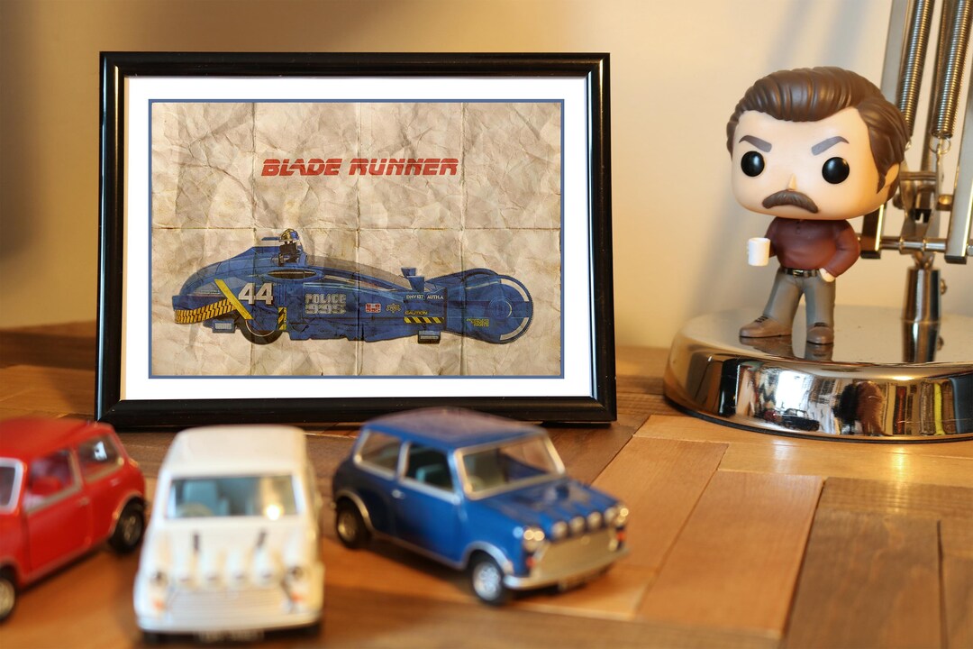 MOVIE CARS Quad Poster Blade Runner Rick Deckard's SPINNER 7x 5 Framed ...