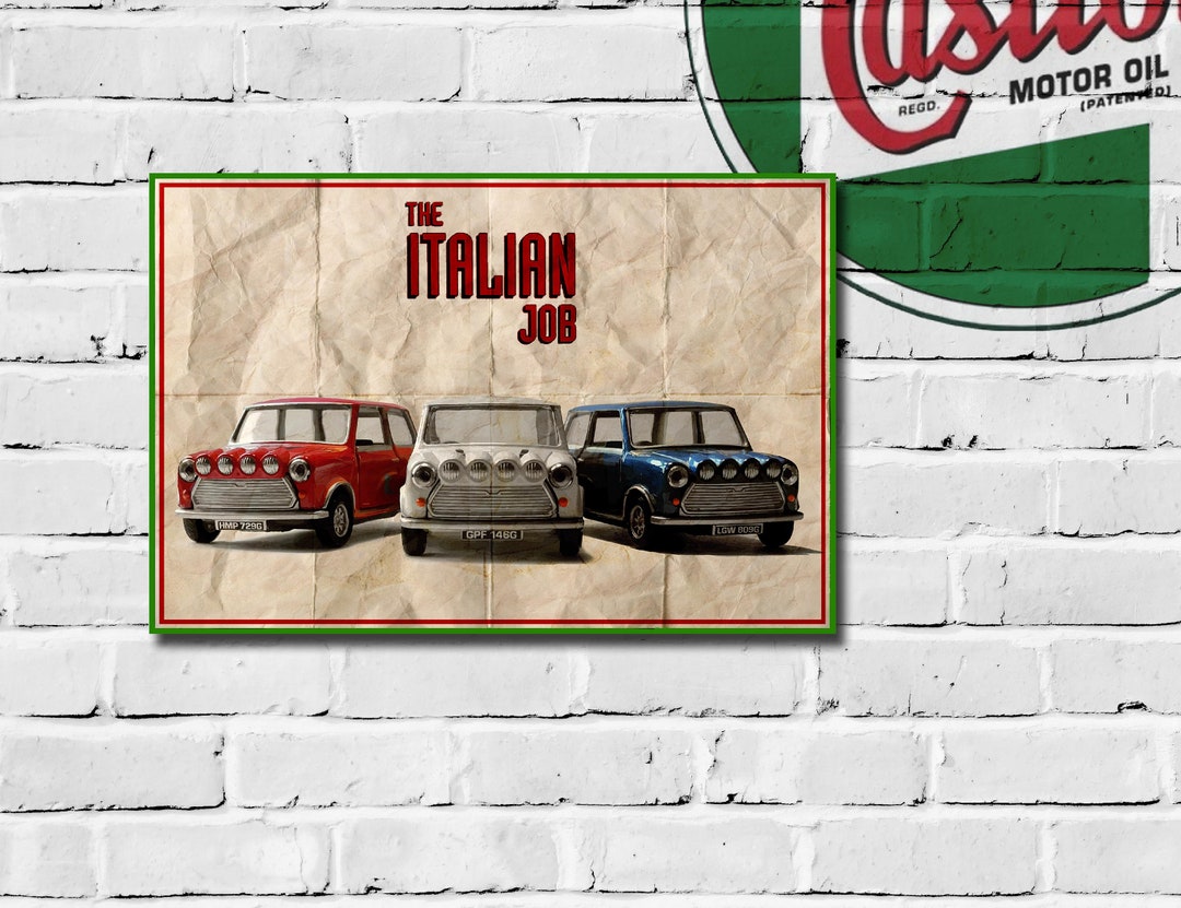 MOVIE CARS Quad Poster Italian Job, Mini Cooper 1969 A2 Poster, 7x 5 ...