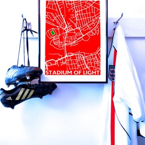SUNDERLAND Stadium of Light Street Map Art Poster. Black - Etsy