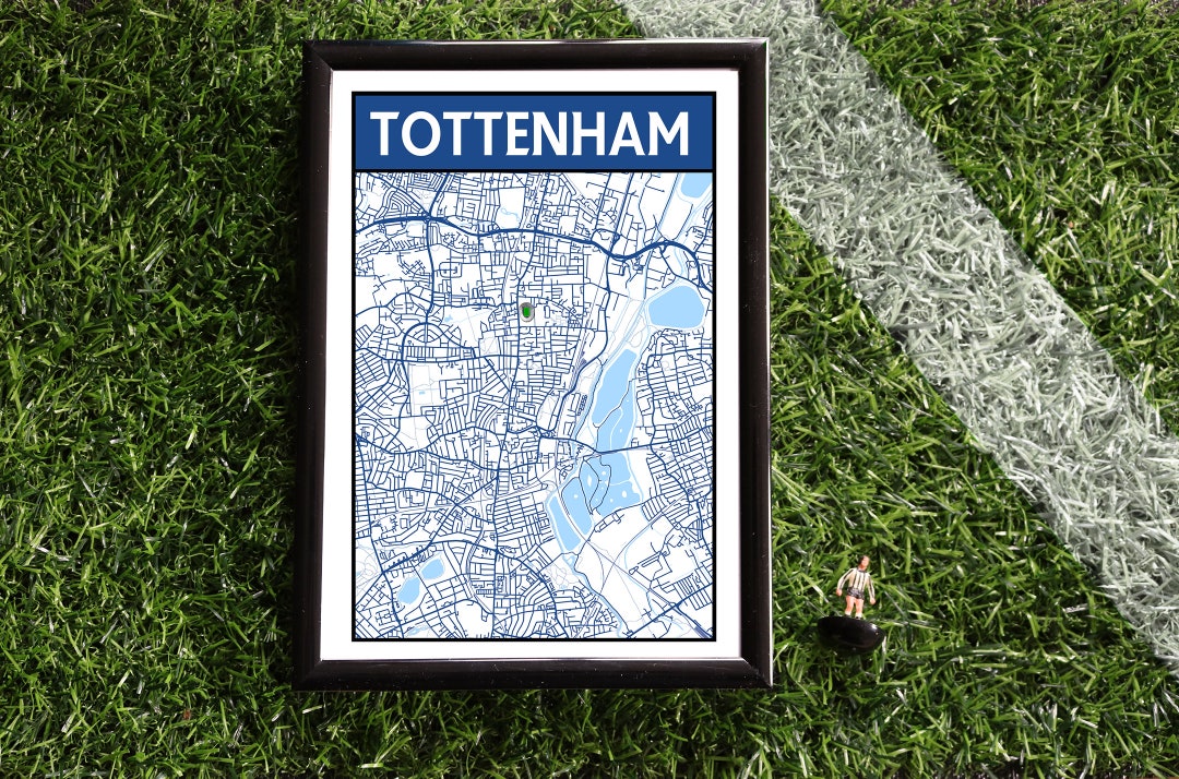 Tottenham Stadium 7x 5 Framed Print. Map Art, Ideal for Desks or ...
