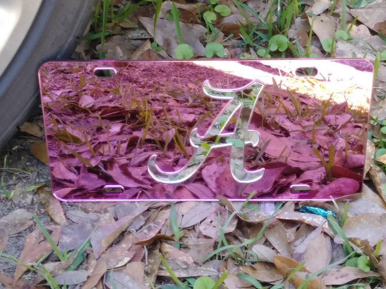 Custom Mirror pink License Plate Car Tag - Etsy