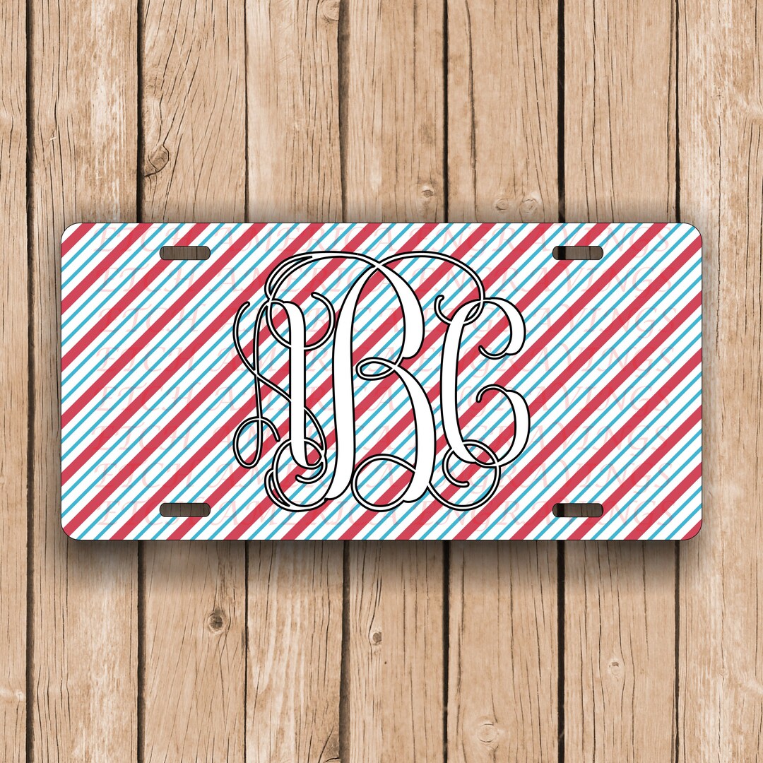 Patriotic Diagonal Stripes License Plate - Etsy