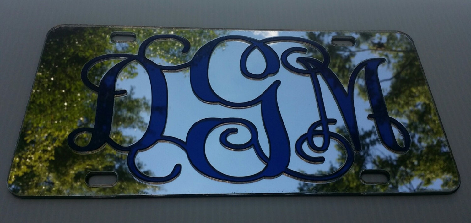 Monogram Mirror License Plate - Etsy