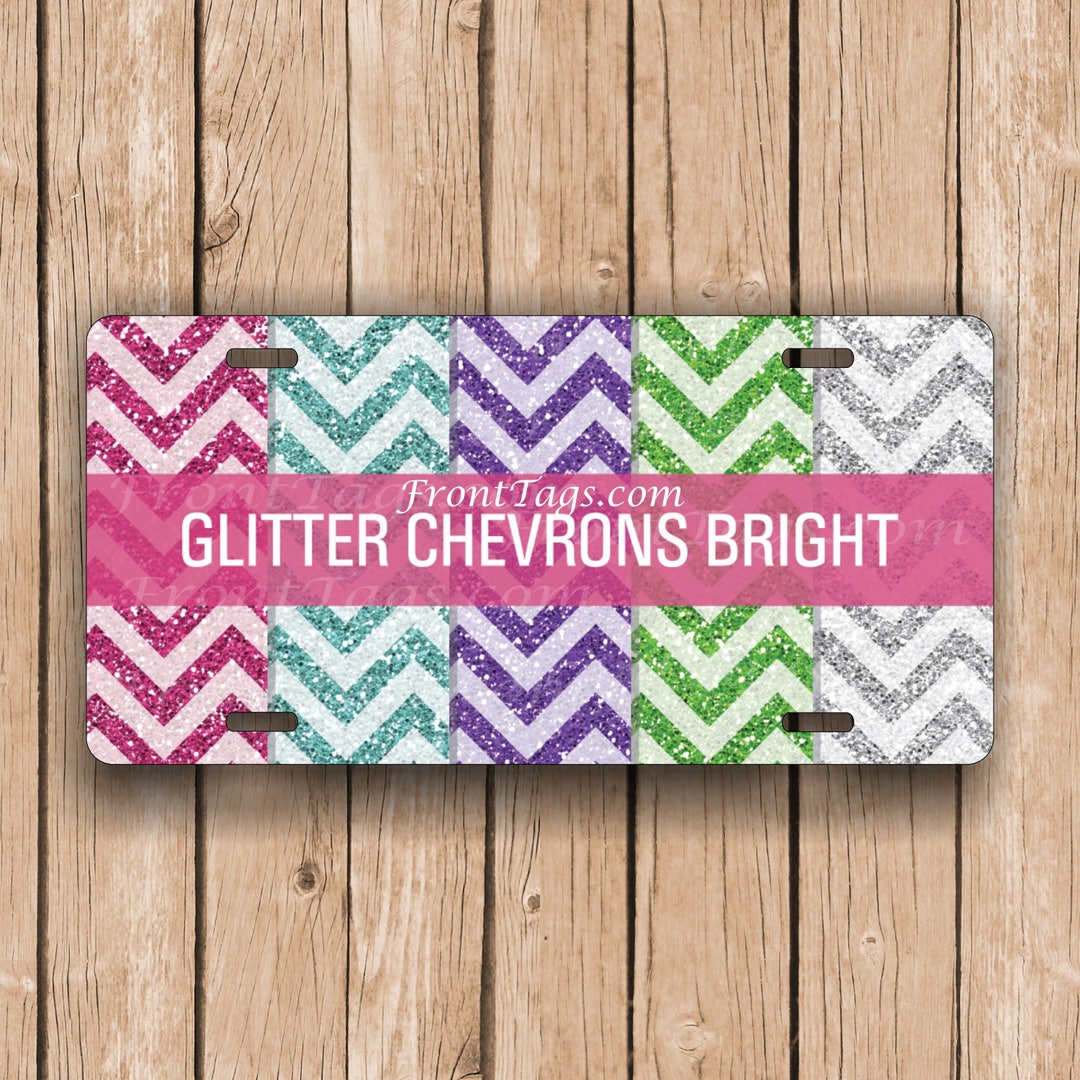Glitter Chevron License Plate (faux Glitter Imprint-not Real Glitter ...