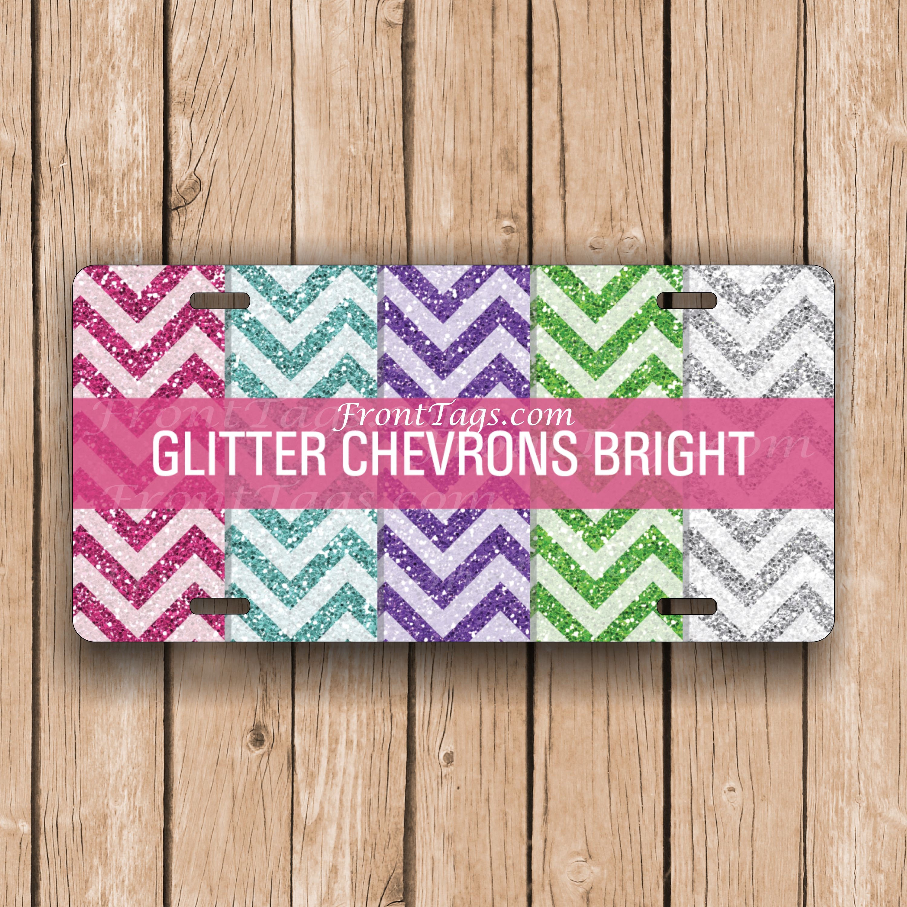 Glitter Chevron License Plate (Faux Glitter Imprint-Not Real Glitter ...