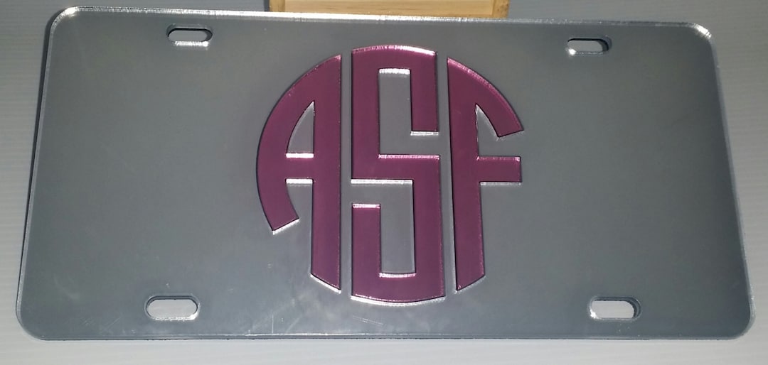 Circle Monogram Mirror License Plate - Etsy