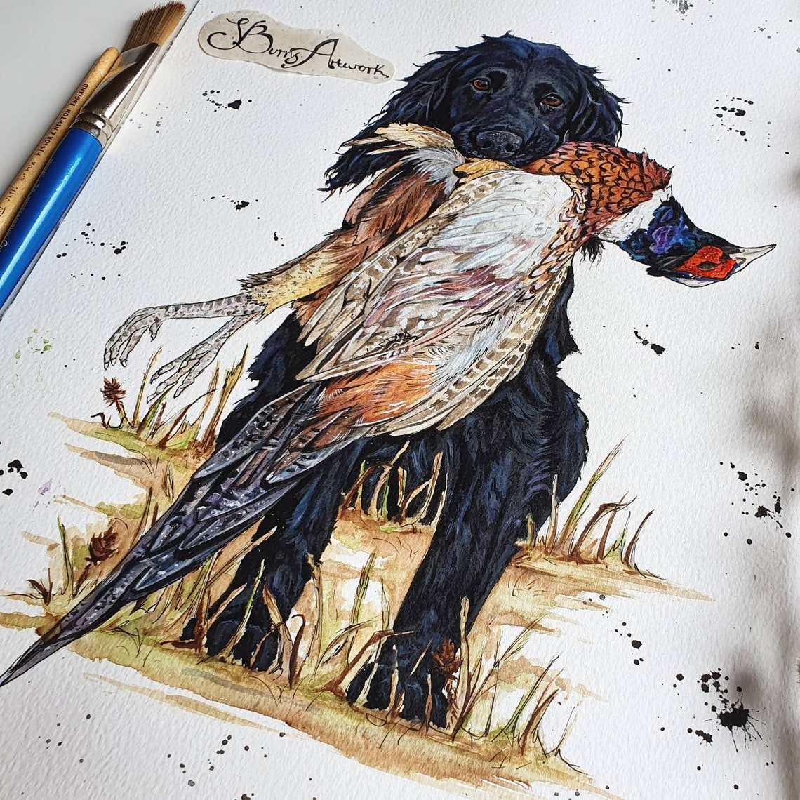 Working Cocker Spaniel Watercolour Painting Black Cocker - Etsy UK