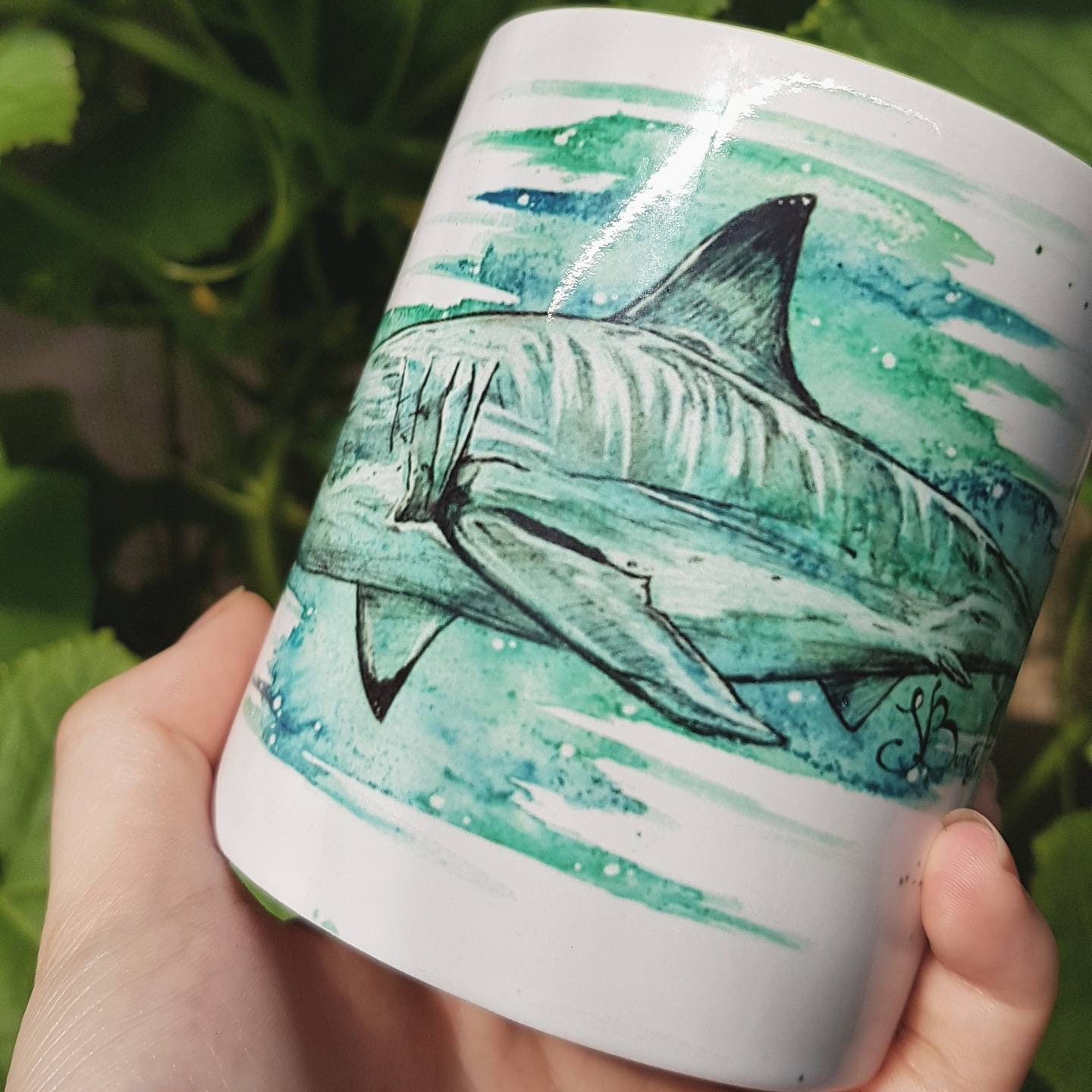 Watercolour Shark Coffee Mug Shark Gift Great White Shark | Etsy