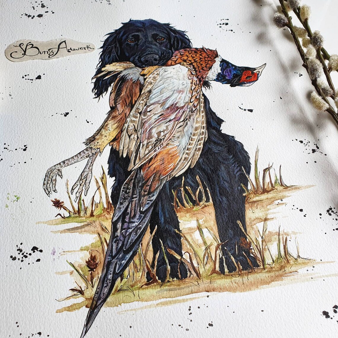 Working Cocker Spaniel Watercolour Painting Black Cocker - Etsy UK