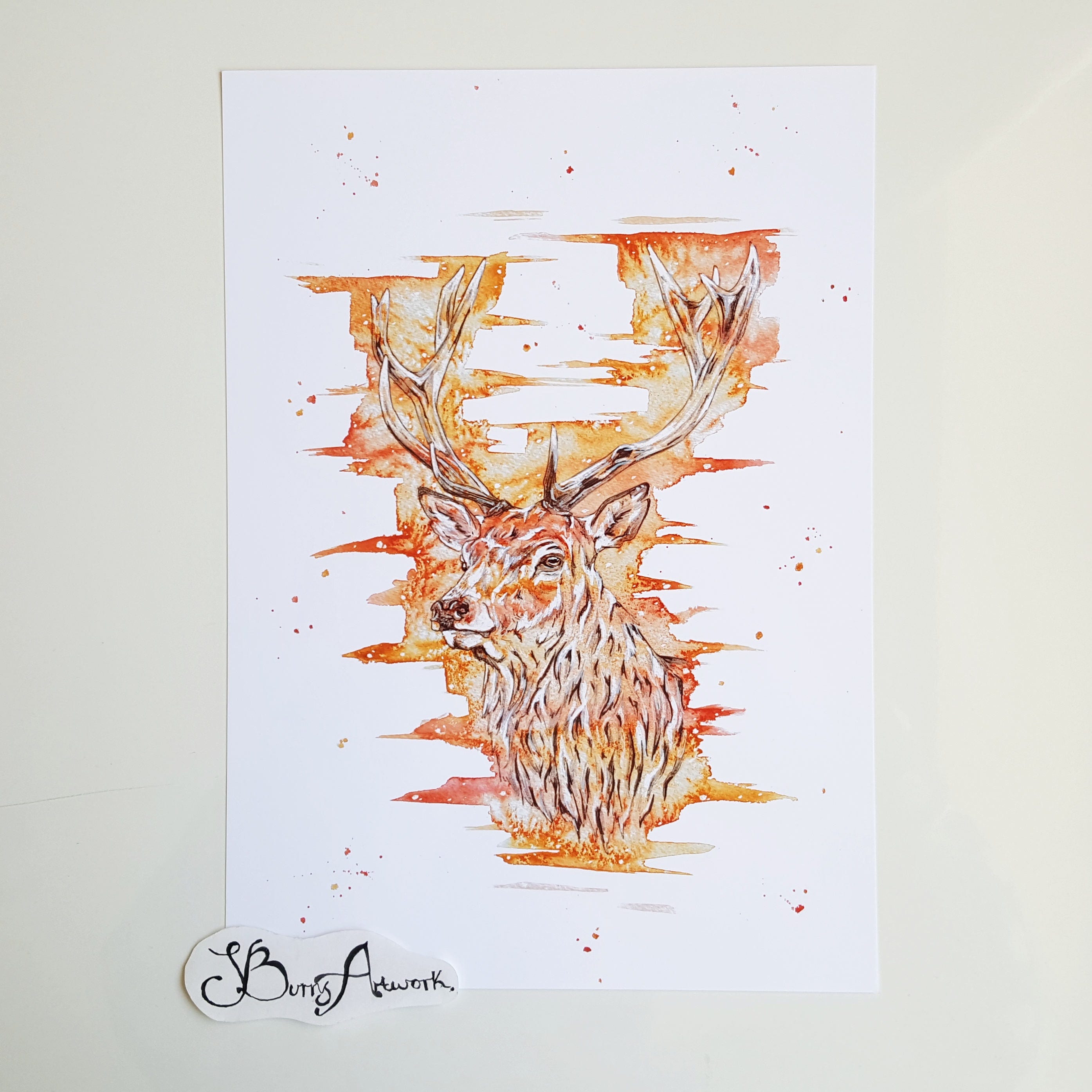 Watercolour Stag print stag wall art woodland animals | Etsy