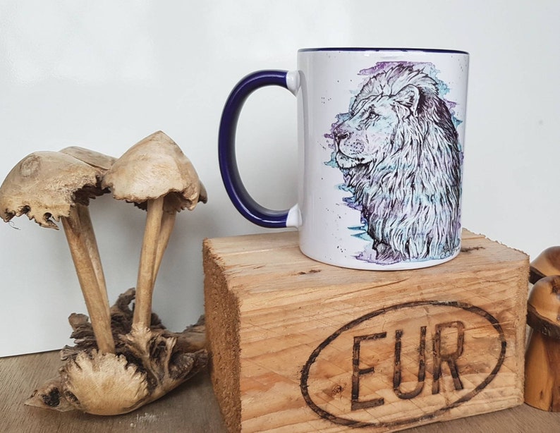 Watercolour Lion Mug Lion Gift Lion Decor Purple Mug Lion - Etsy UK