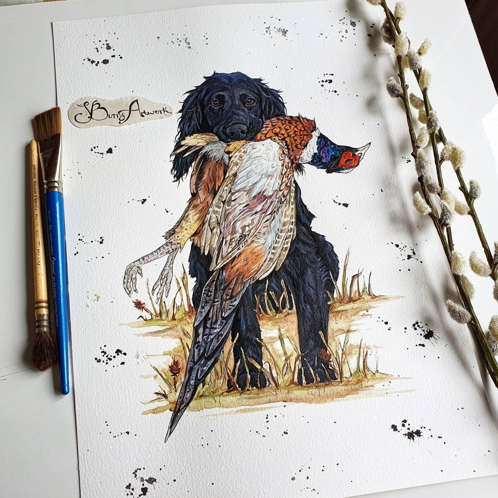Working Cocker Spaniel Watercolour Painting Black Cocker - Etsy UK