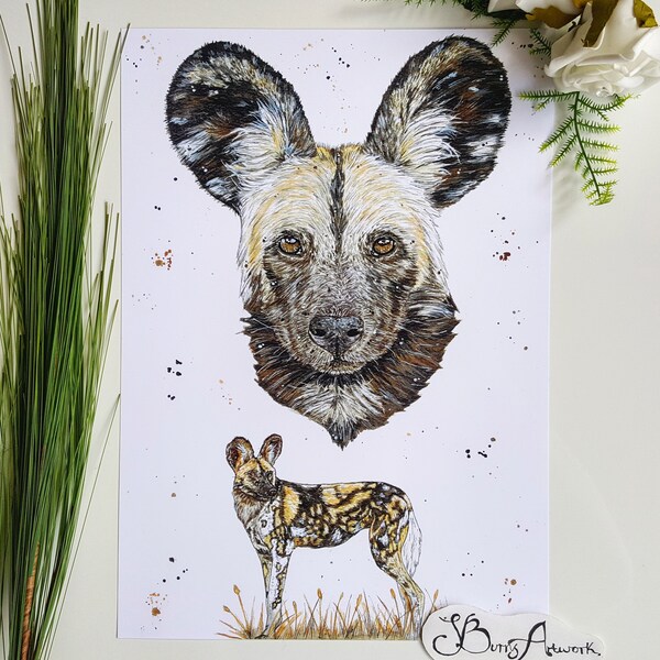 African Wild Dog Painting - Etsy