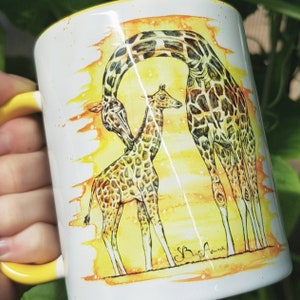 Watercolour Giraffe Mug, Animal Mug, Zoo Mug, Giraffe Gift, Yellow Mug ...