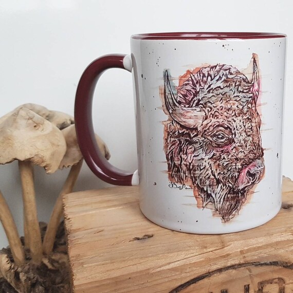Watercolour Bison Coffee Mug Cow Gifts Native American Art | Etsy UK
