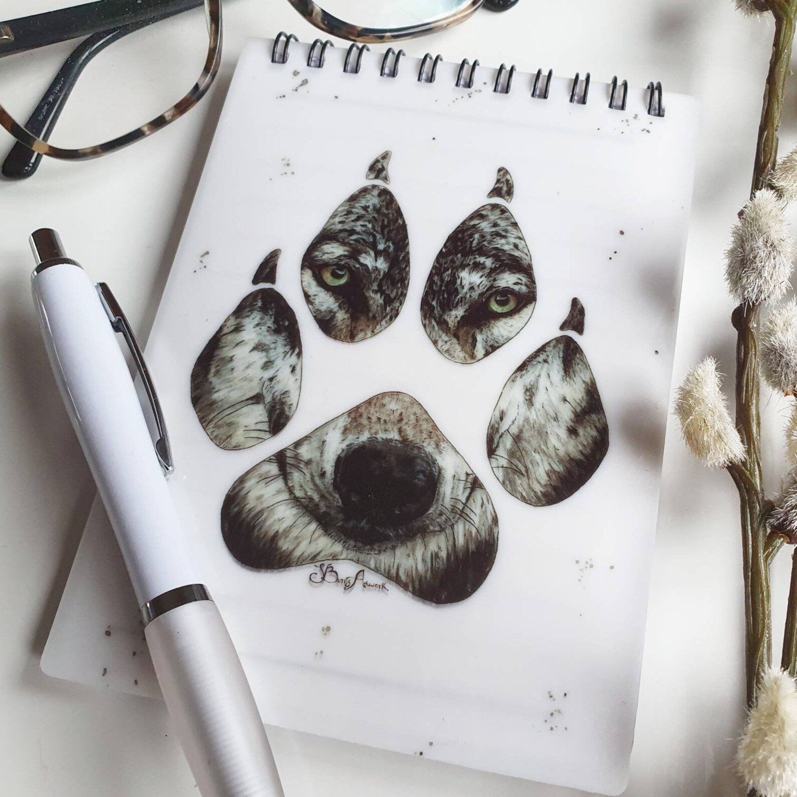 Timber Wolf Notepad Wolf Paw Print Paw Print Wolf Lover - Etsy UK