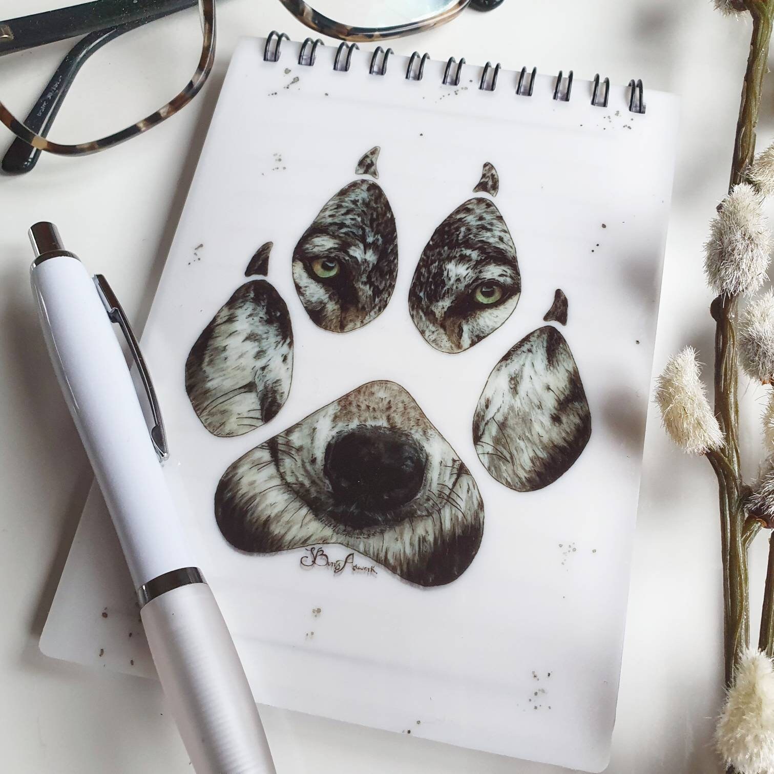 Timber Wolf Notepad Wolf Paw Print Paw Print Wolf Lover - Etsy UK
