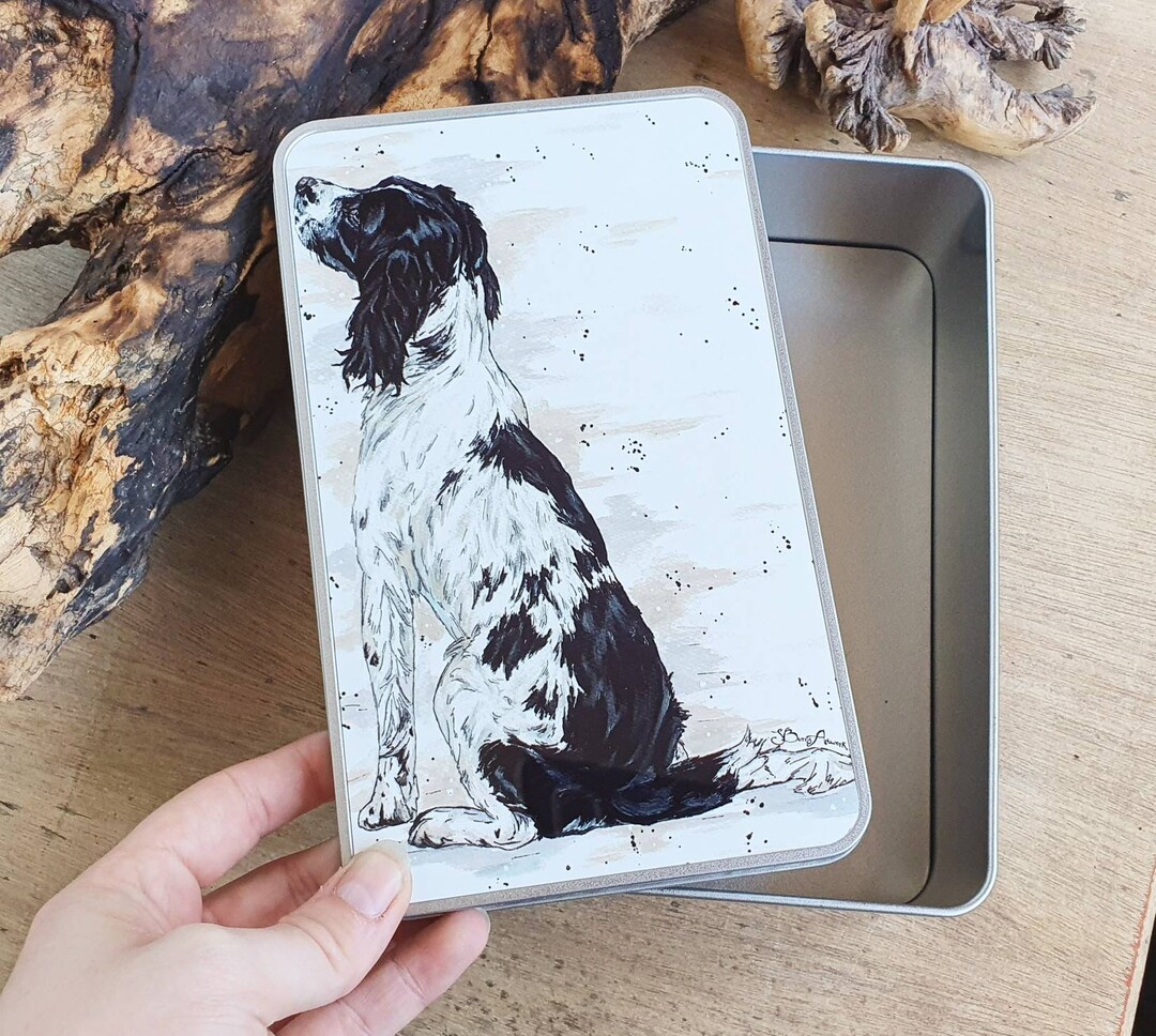 Black and White Springer Spaniel Tin, Metal Dog Treat Tin, Dog Lover ...